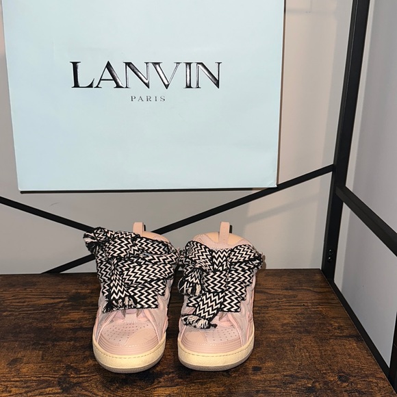 Lanvin | Shoes | Lanvin Leather Curb Sneakers Pink | Poshmark